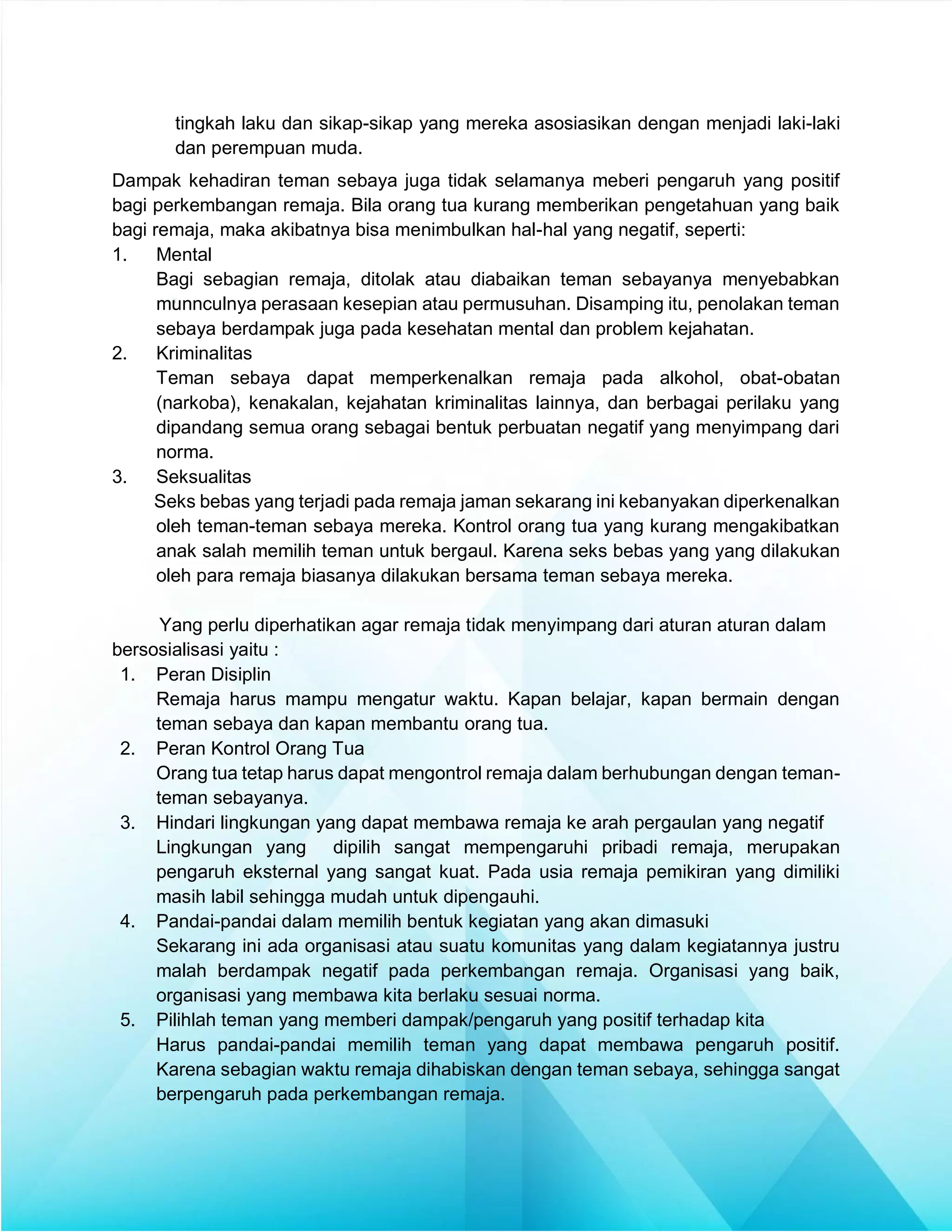 Perkembangan dengan teman sebaya | PDF