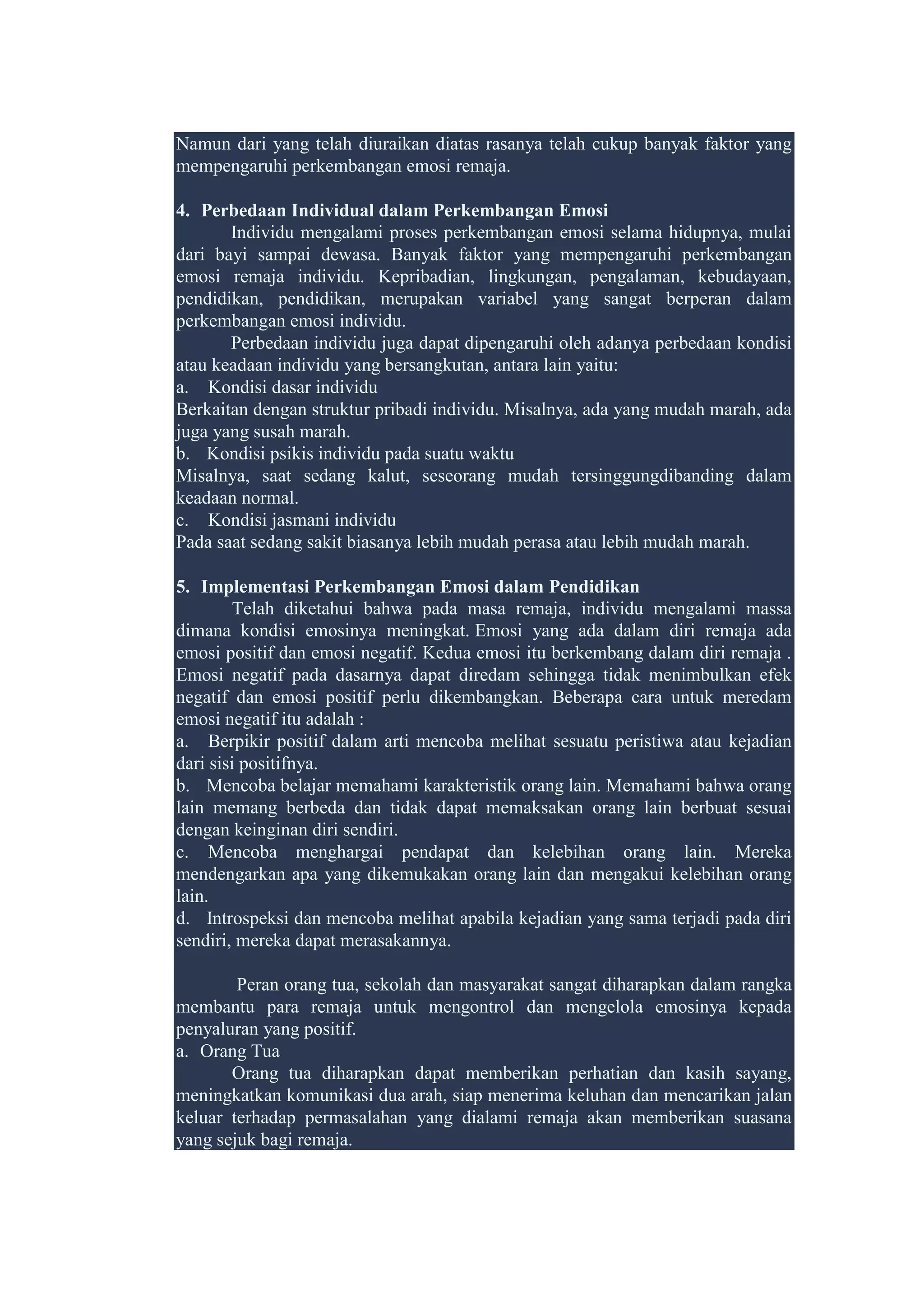 Perkembangan emosi remaja | DOCX