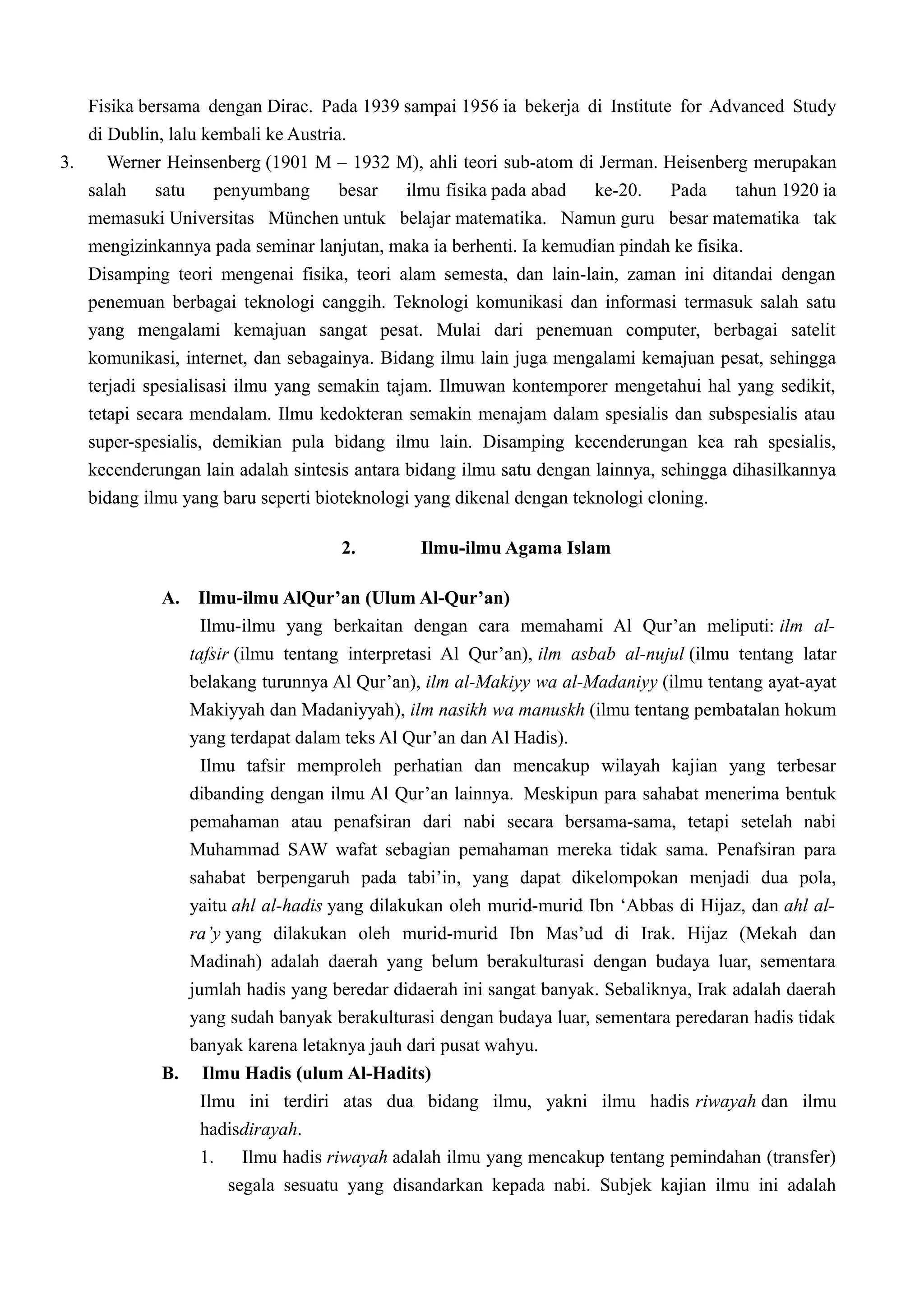 Perkembangan ilmu pengetahuan di dunia islam dan barat | DOC