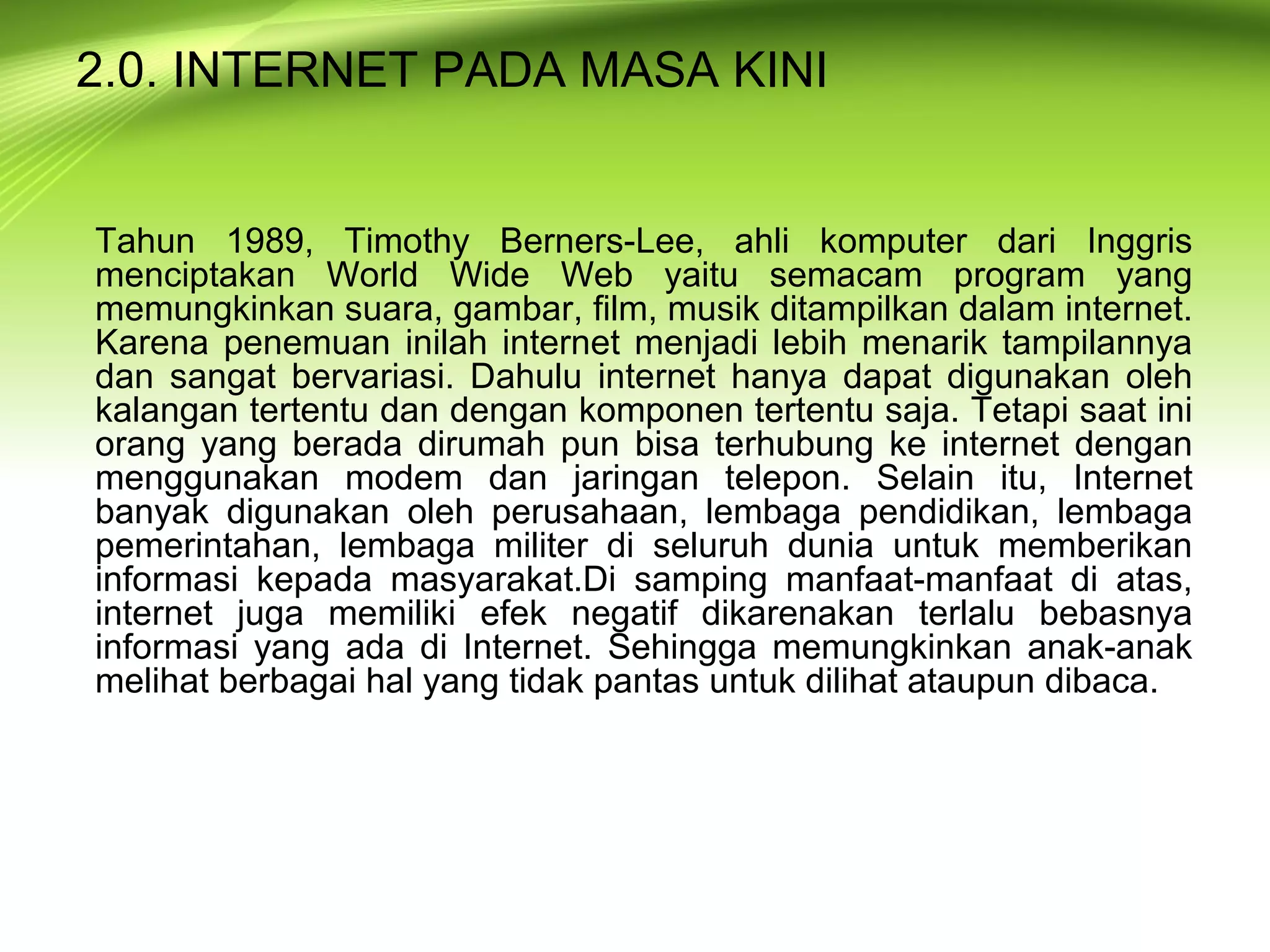 Perkembangan internet | PPT