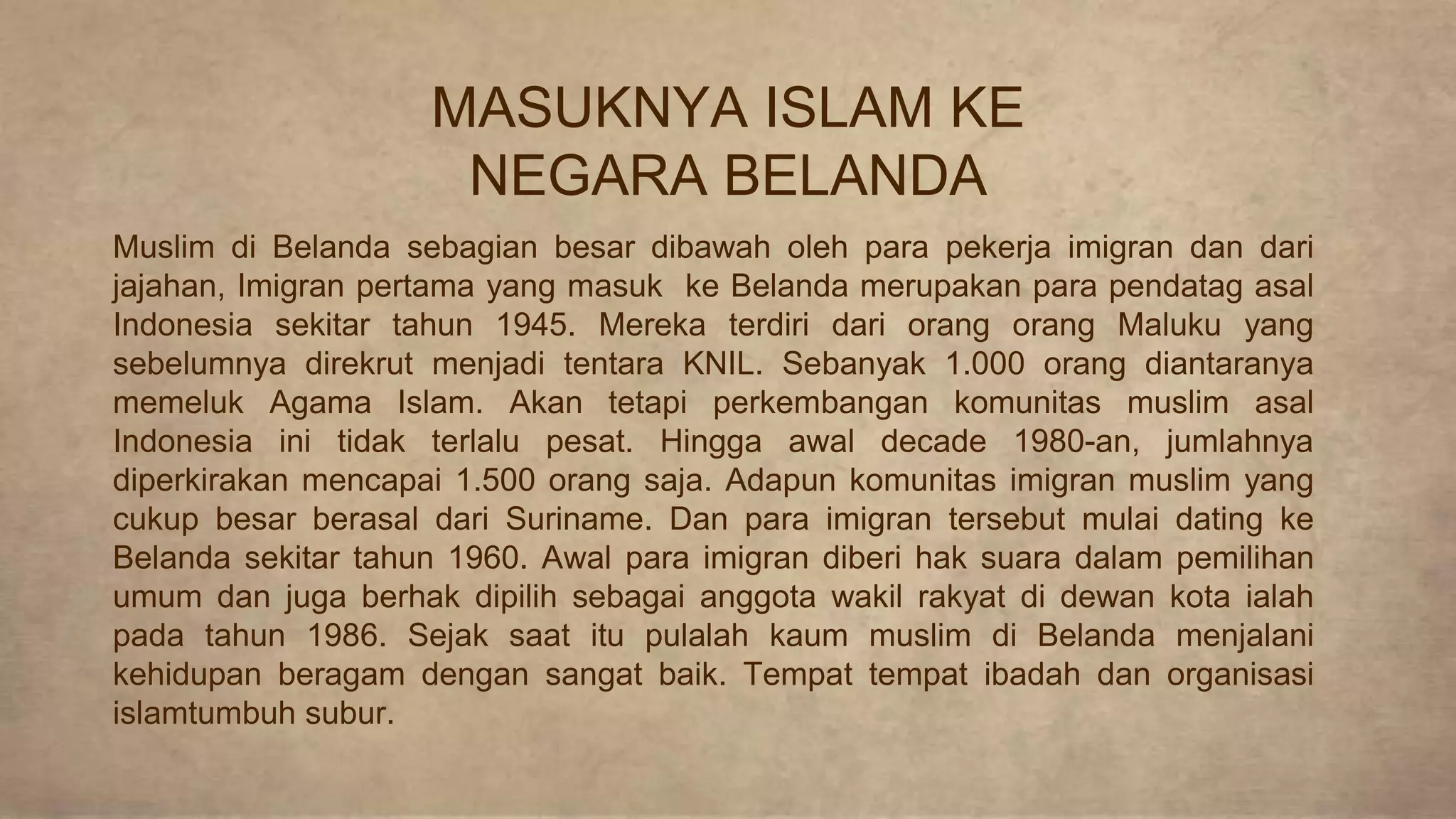 Perkembangan Islam di Belanda | PPTX
