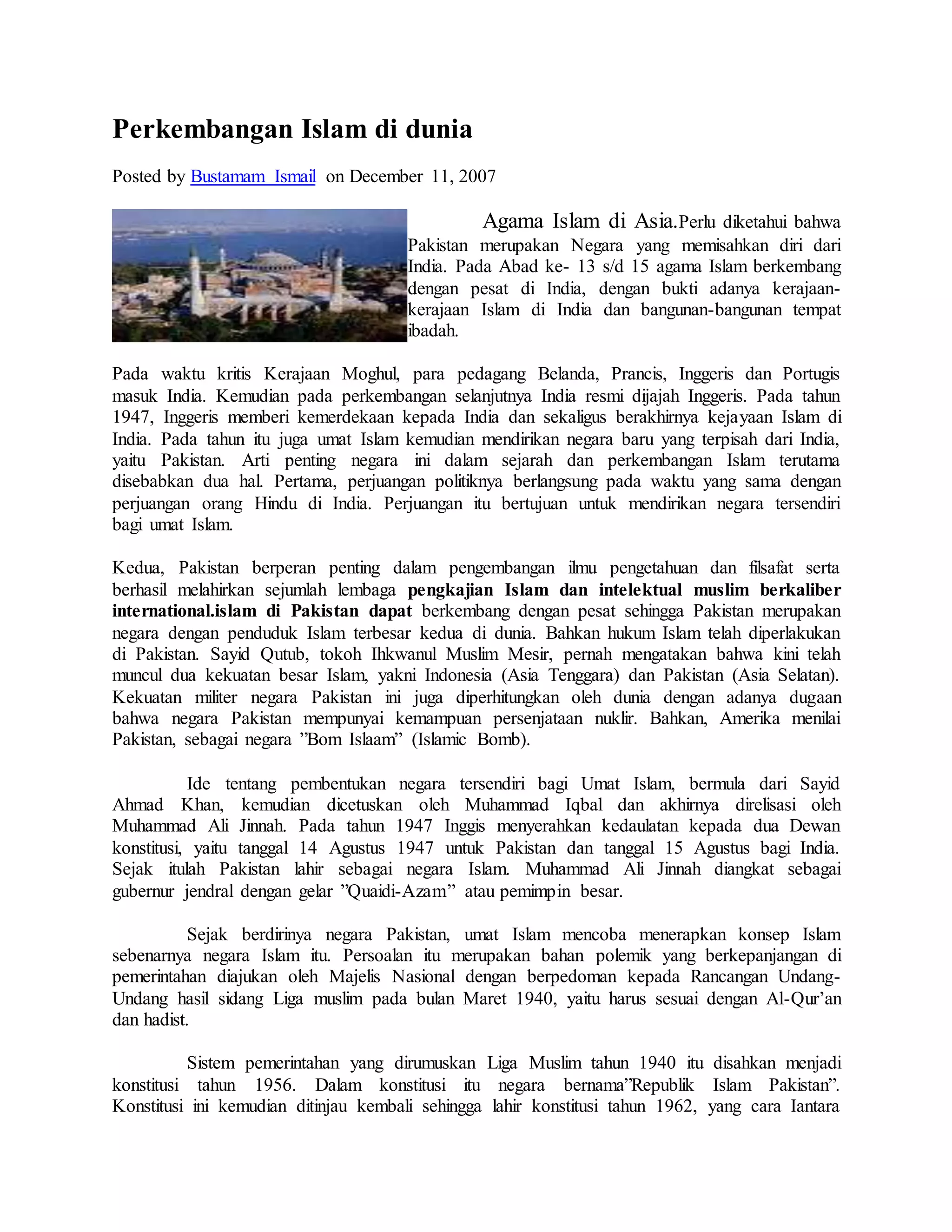 Perkembangan islam di dunia | DOC