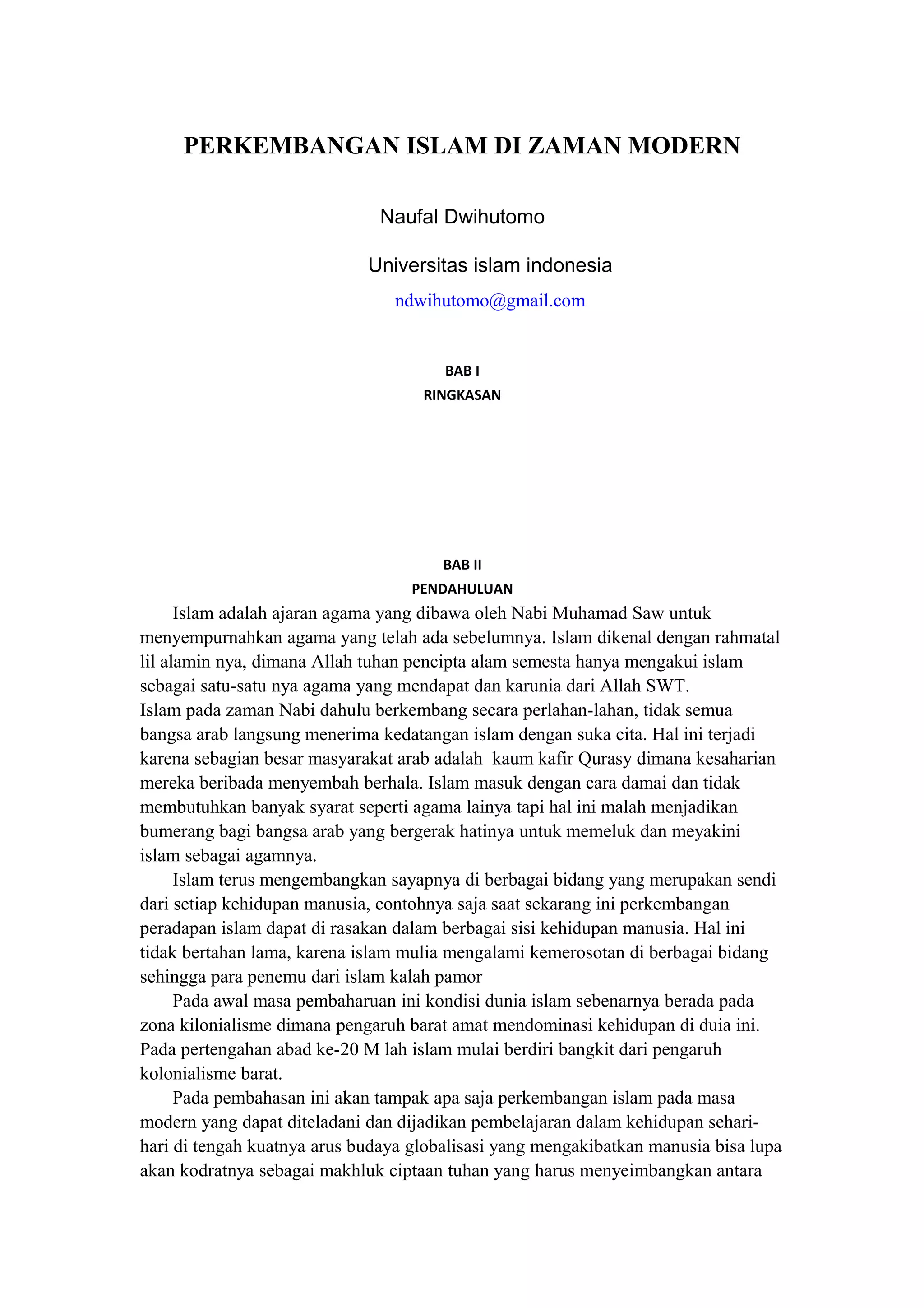 Perkembangan islam di zaman modern | PDF