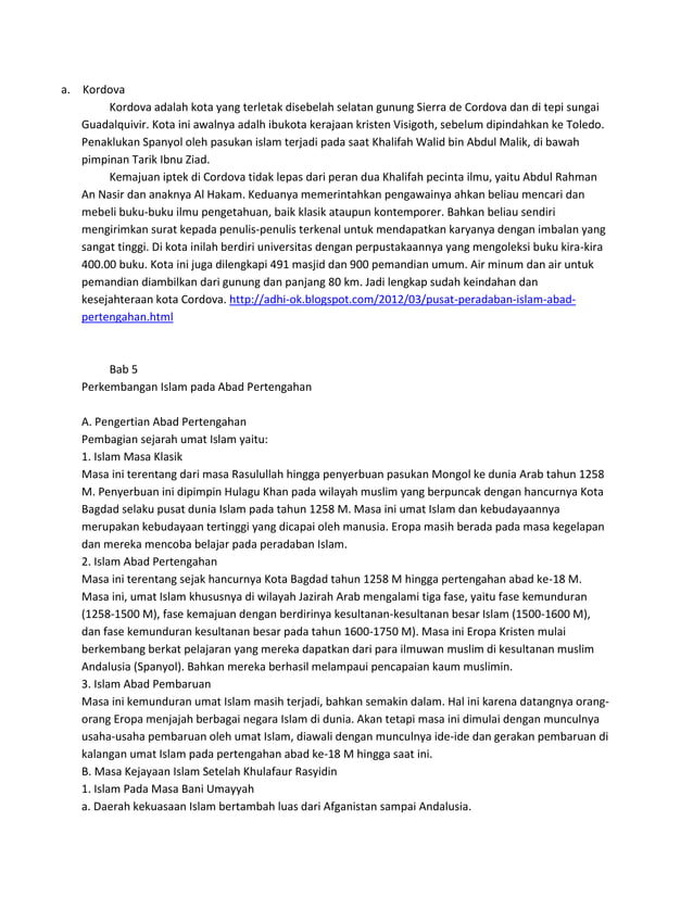 Perkembangan islam pada abad | PDF