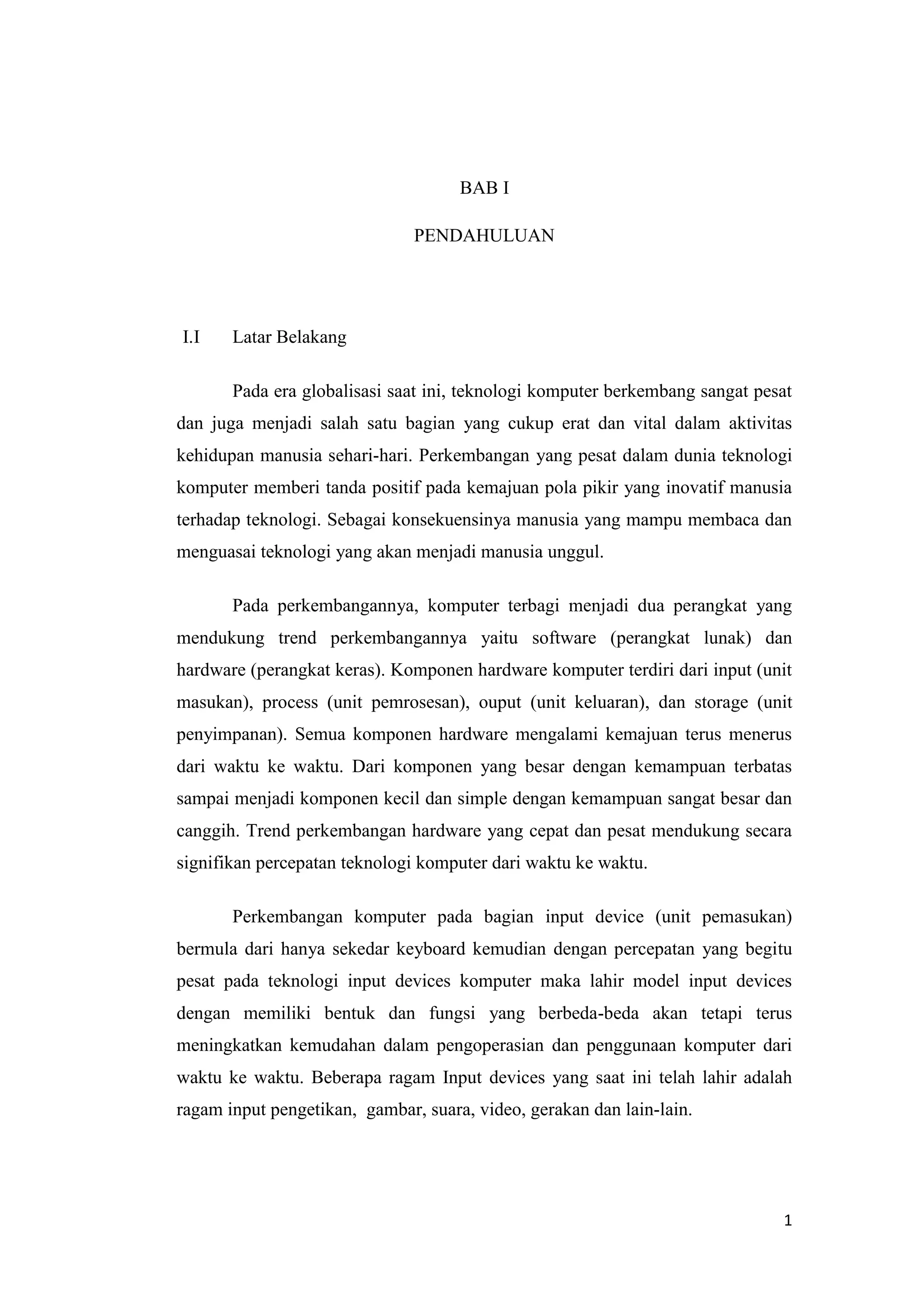 Perkembangan komponen input device | PDF