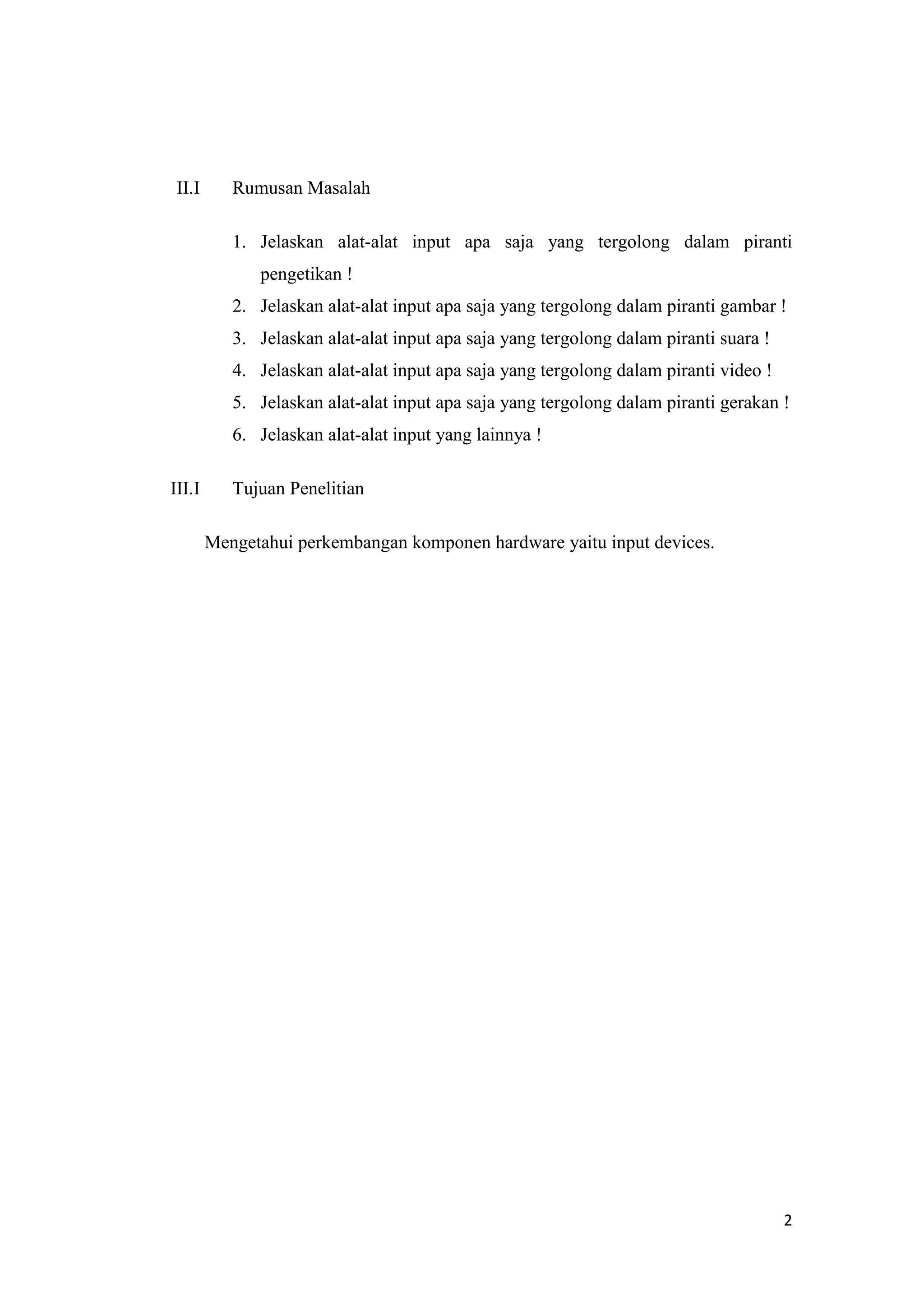 Perkembangan komponen input device | PDF