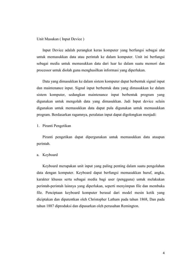 Perkembangan komponen input device | PDF