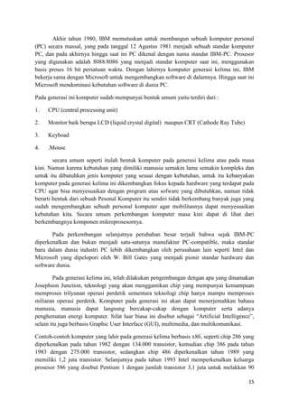 PERKEMBANGAN KOMPUTER DARI GENERASI PERTAMA SAMPAI SEKARANG | DOCX