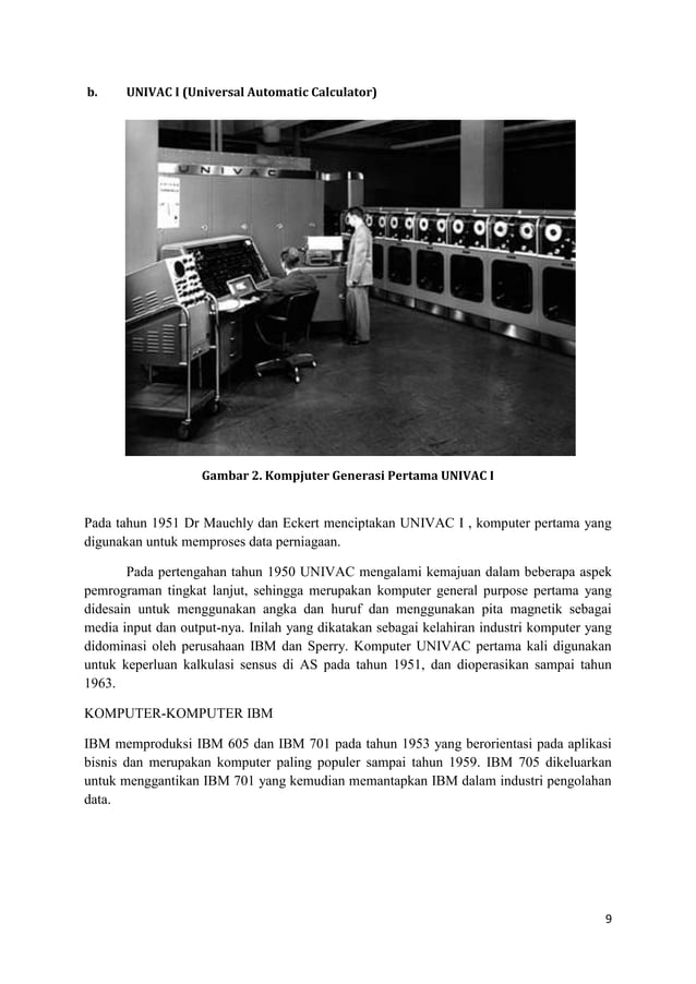 PERKEMBANGAN KOMPUTER DARI GENERASI PERTAMA SAMPAI SEKARANG | DOCX