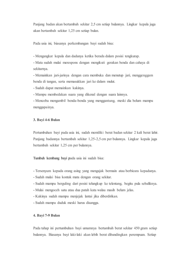 Perkembangan masa bayi (nia) | PDF