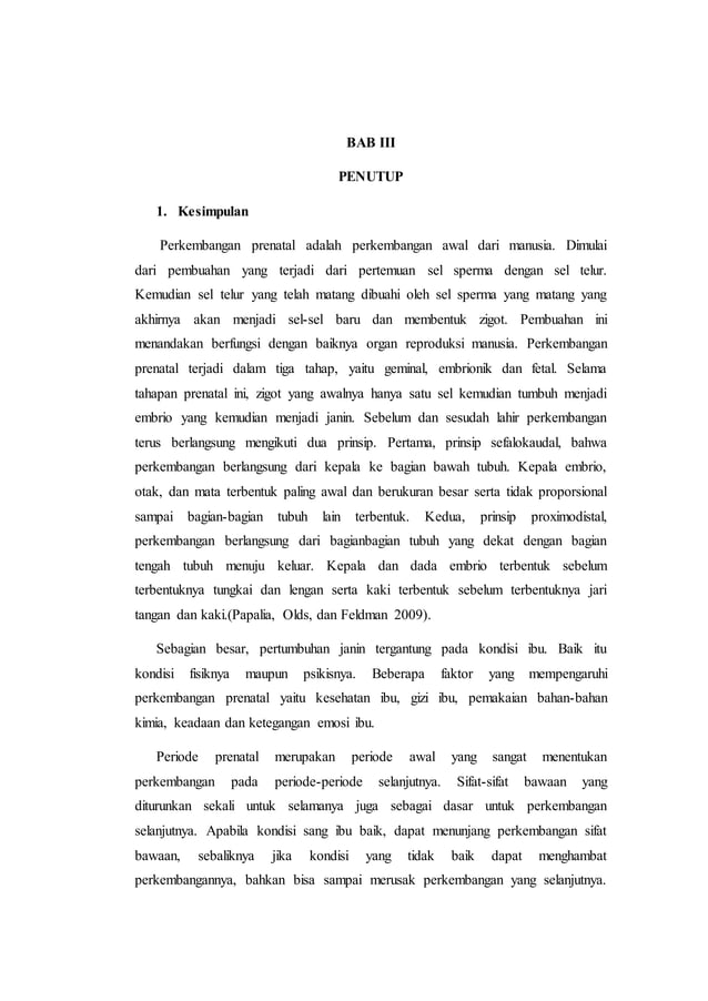 Perkembangan masa prenatal | DOCX