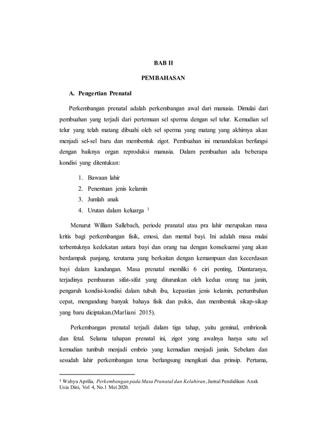 Perkembangan masa prenatal | DOCX