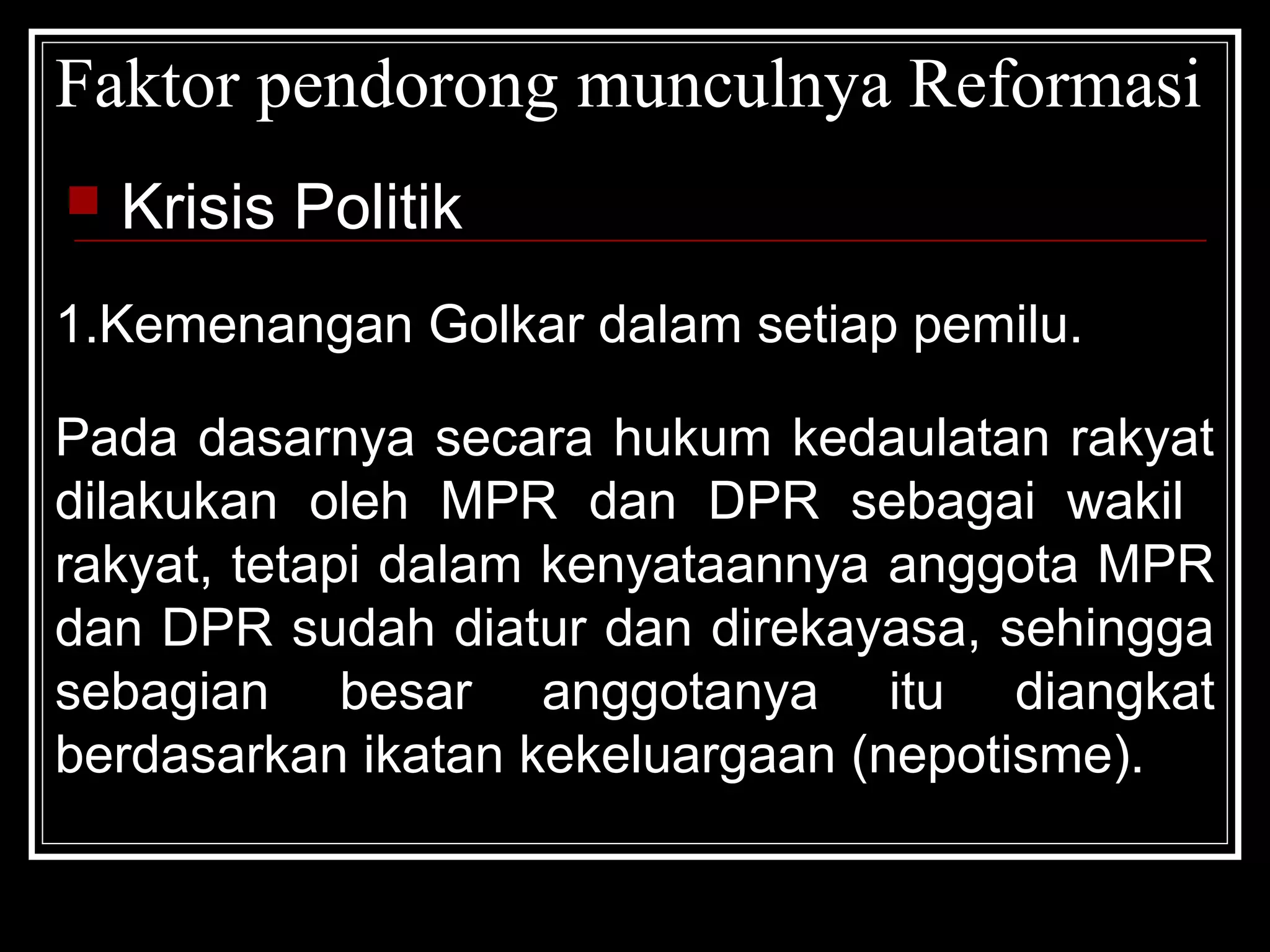 Perkembangan masy indonesia masa reformasi | PPT