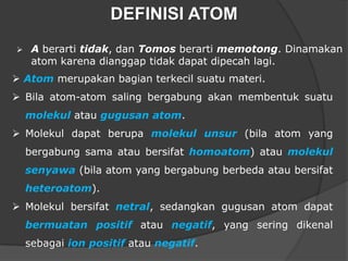 Perkembangan model atom dan struktur atom | PPTX