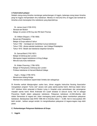 Perkembangan pelayanan kebidanan di luar negeri (2) | PDF