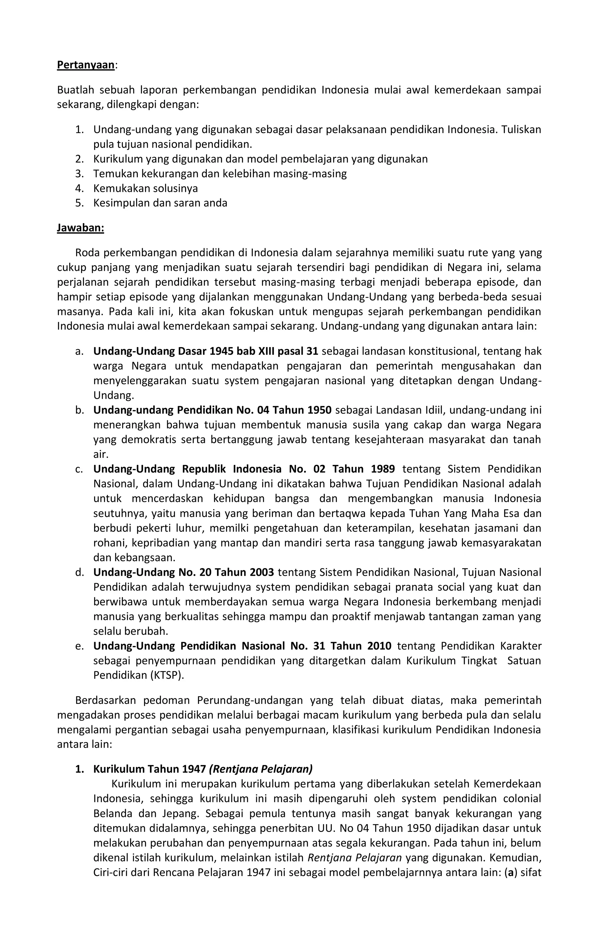 Perkembangan pendidikan indonesia | PDF