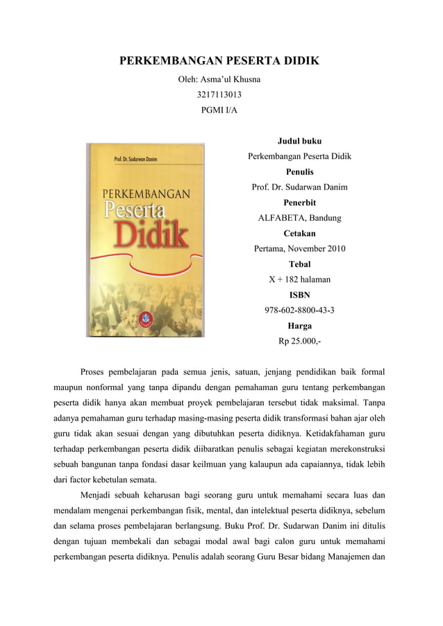Perkembangan Peserta Didik | PDF