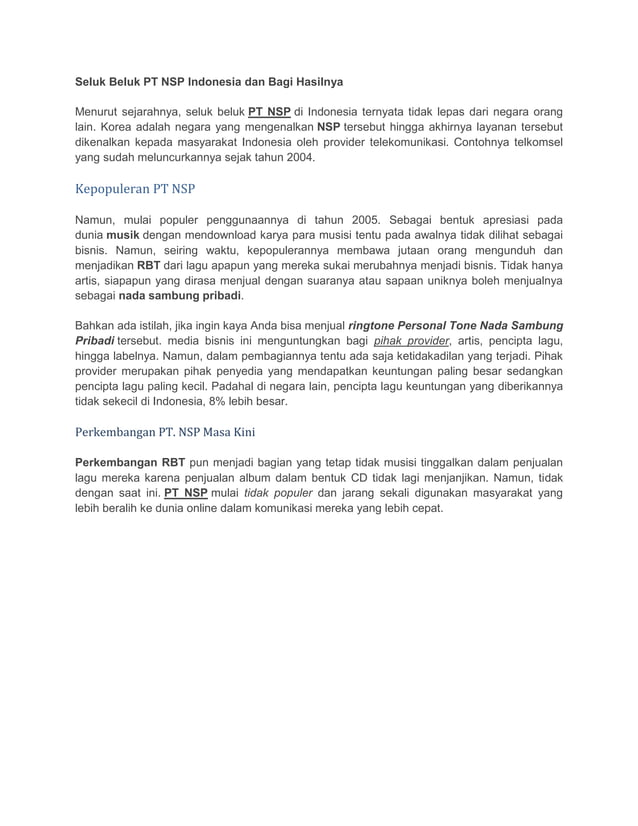 Perkembangan PT NSP Terkini | PDF