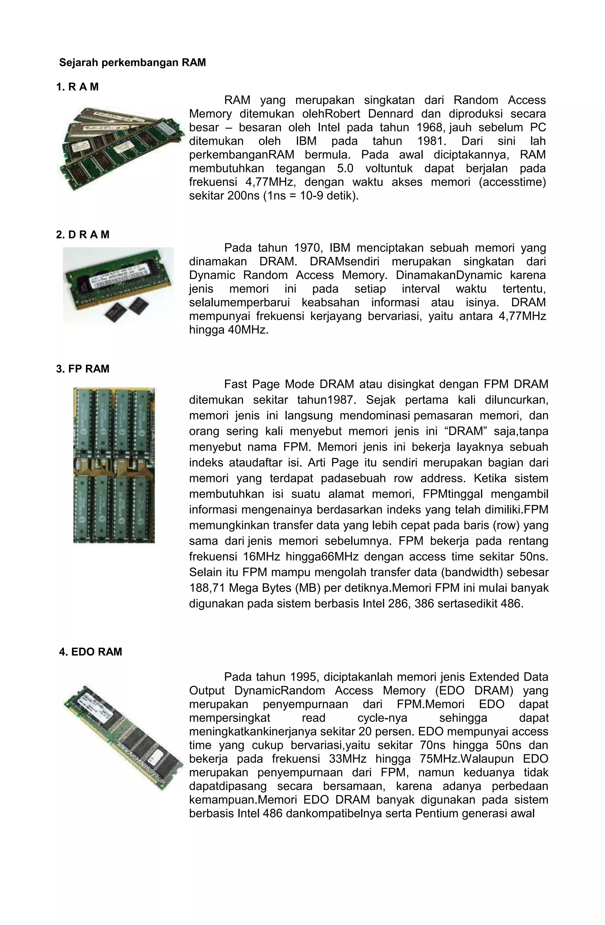 Sejarah Perkembangan RAM | DOCX
