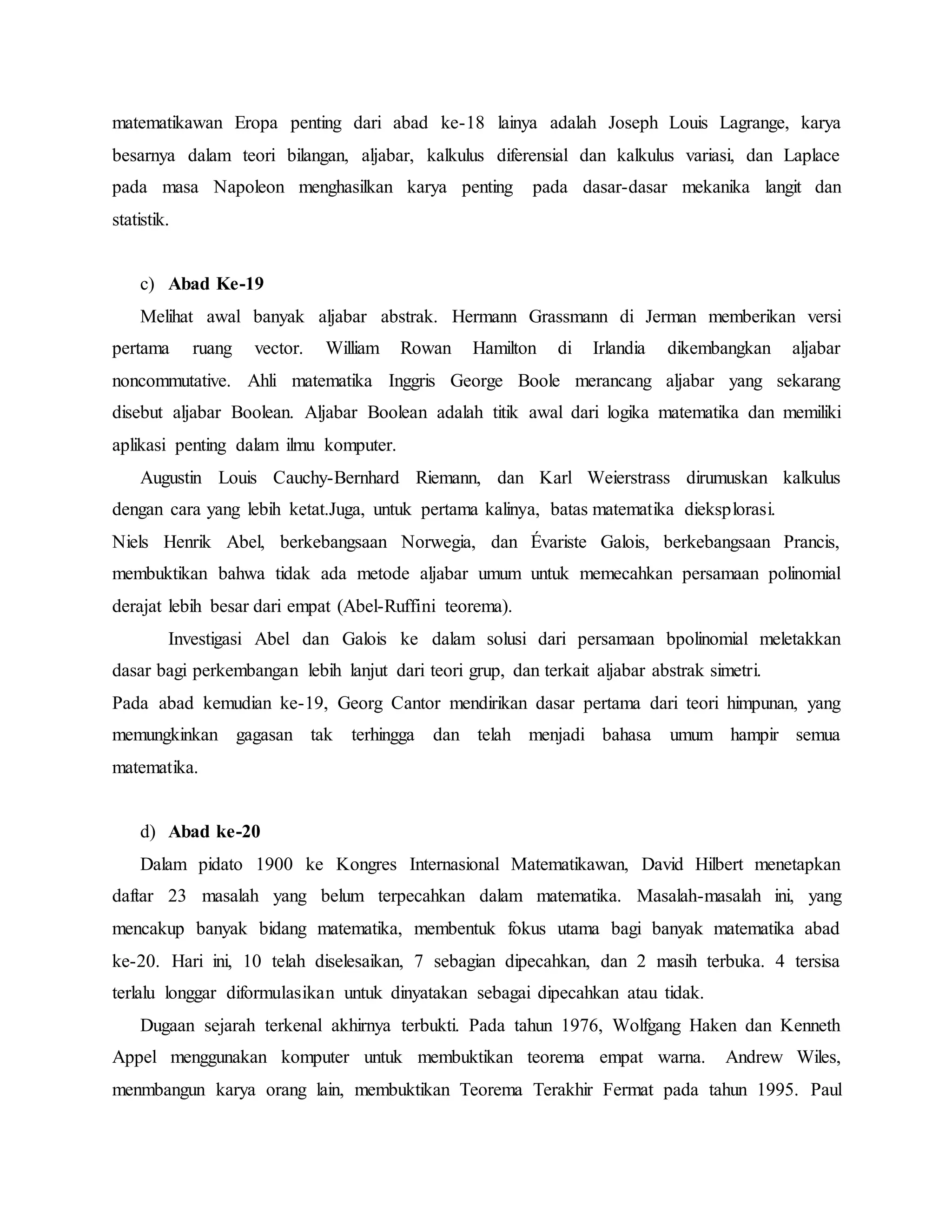 Perkembangan sejarah matematika | DOCX
