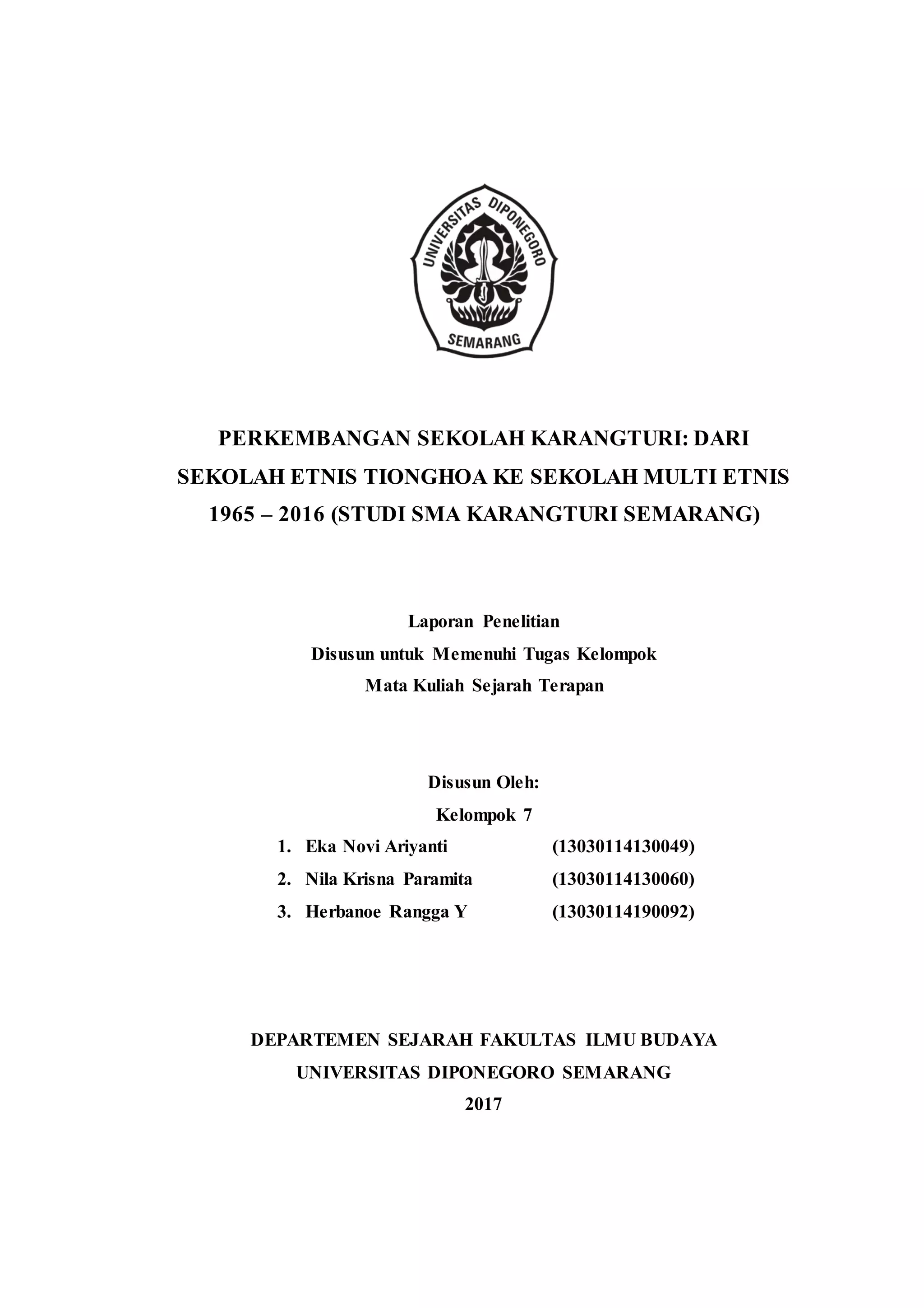 Perkembangan sekolah karangturi semarang | PDF