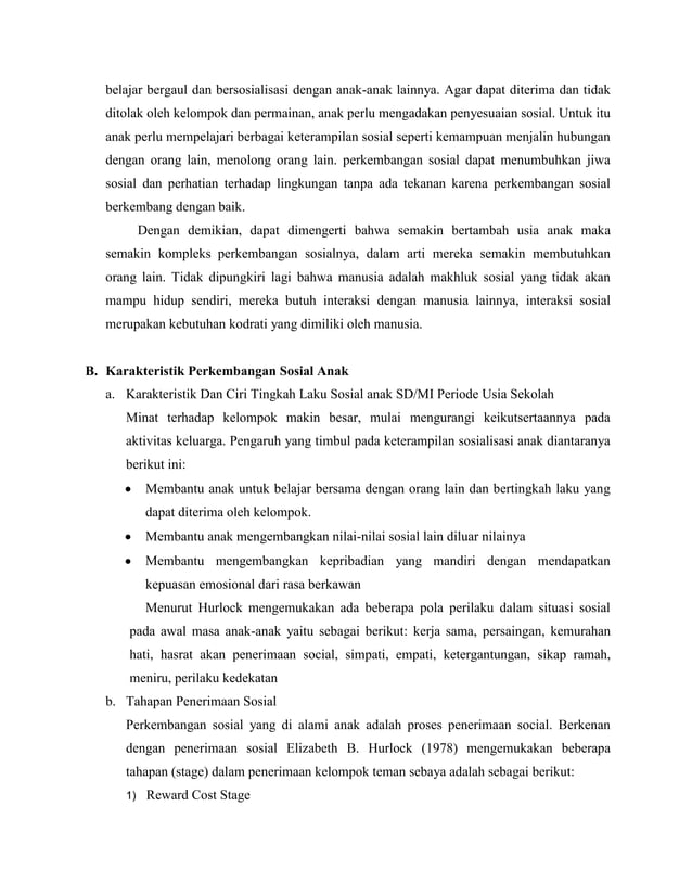 Perkembangan sosial anak usia sd | PDF