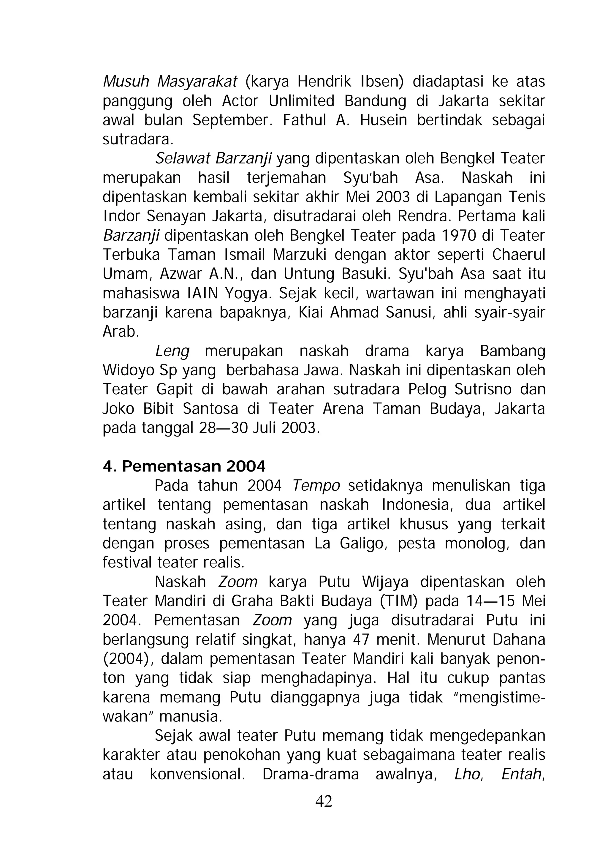 Perkembangan Teater Indonesia 2001-2005 | PDF