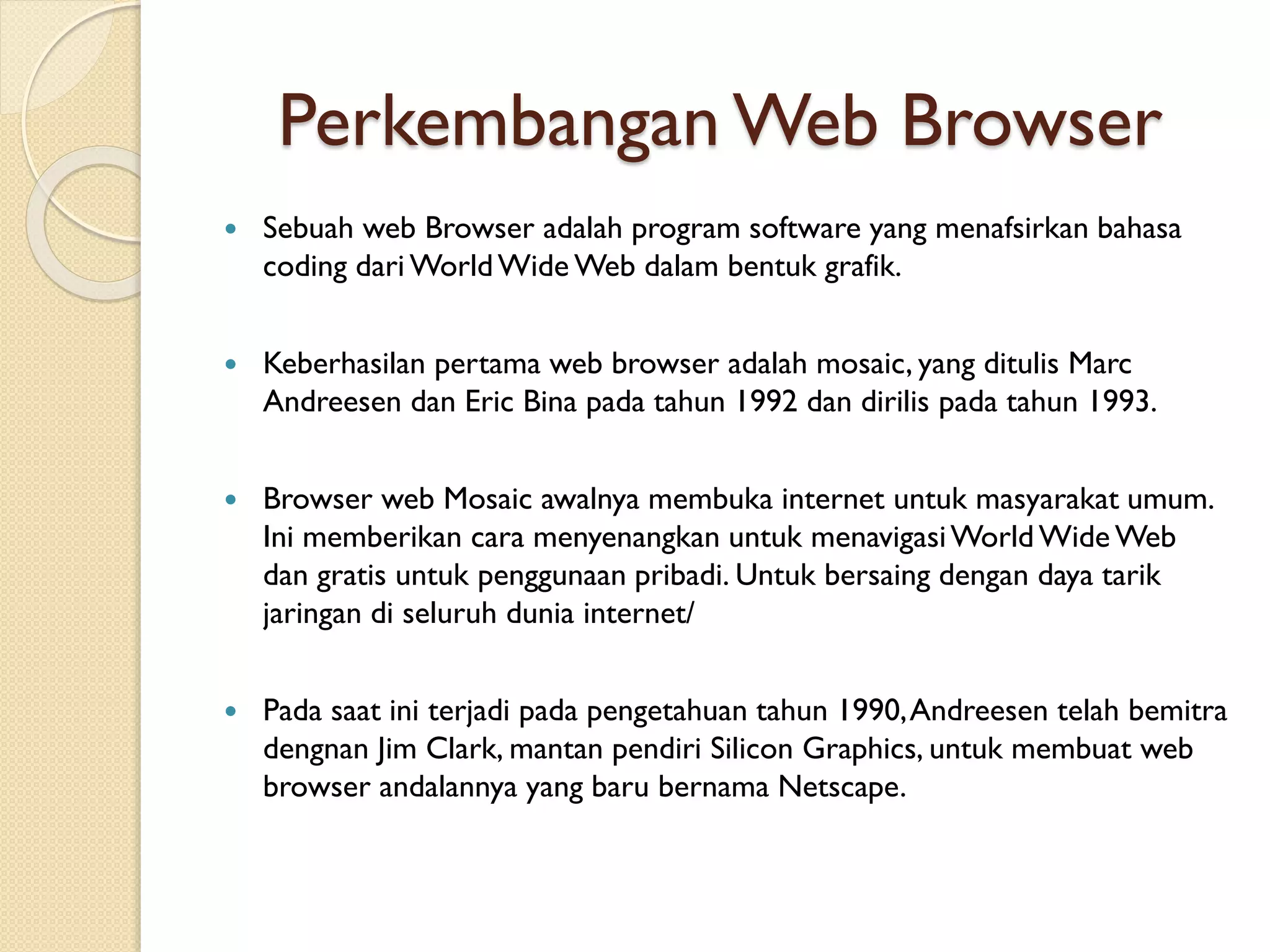 Perkembangan teknologi web browser | PPTX