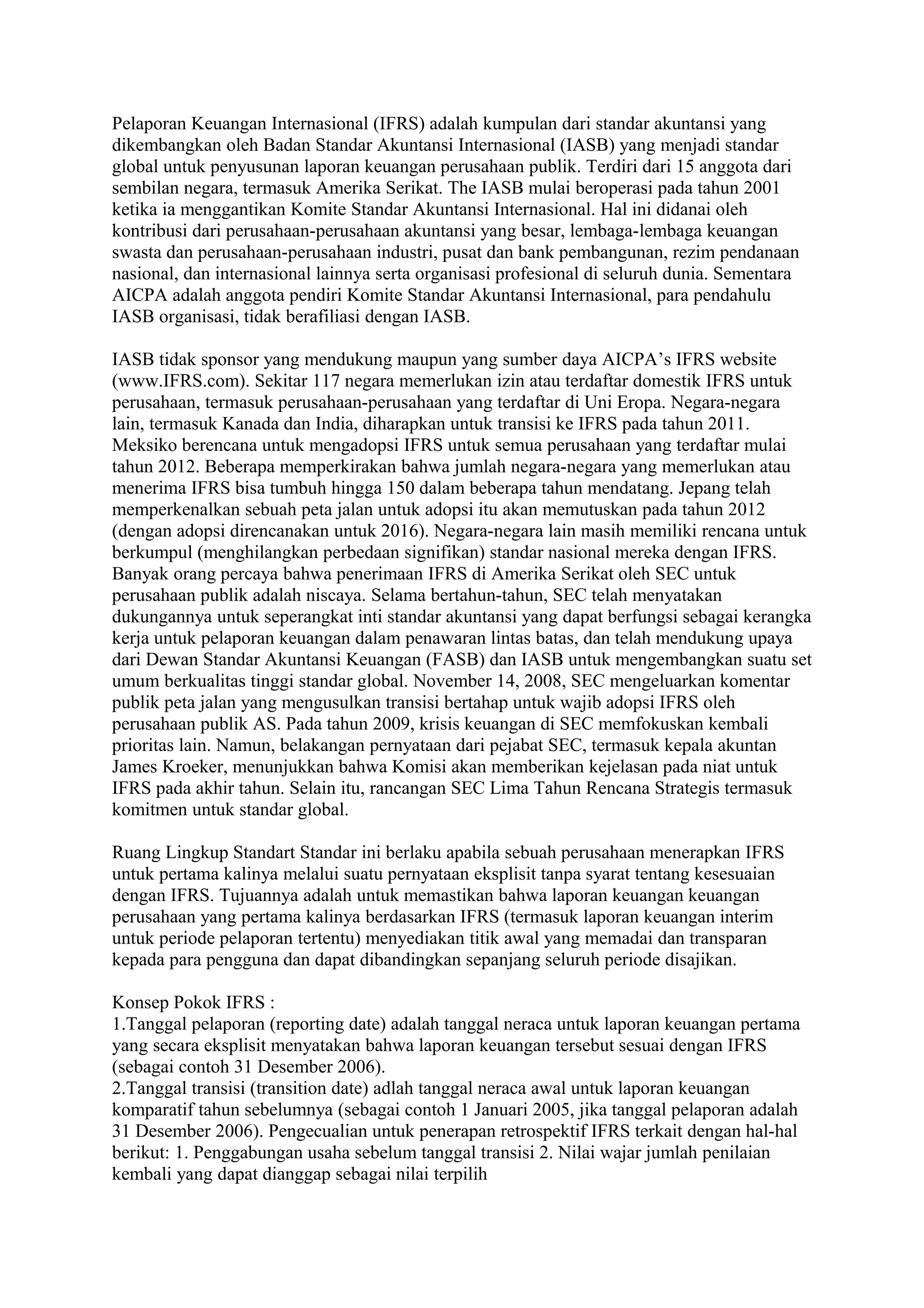 Perkembangan tentang ifrs | DOC
