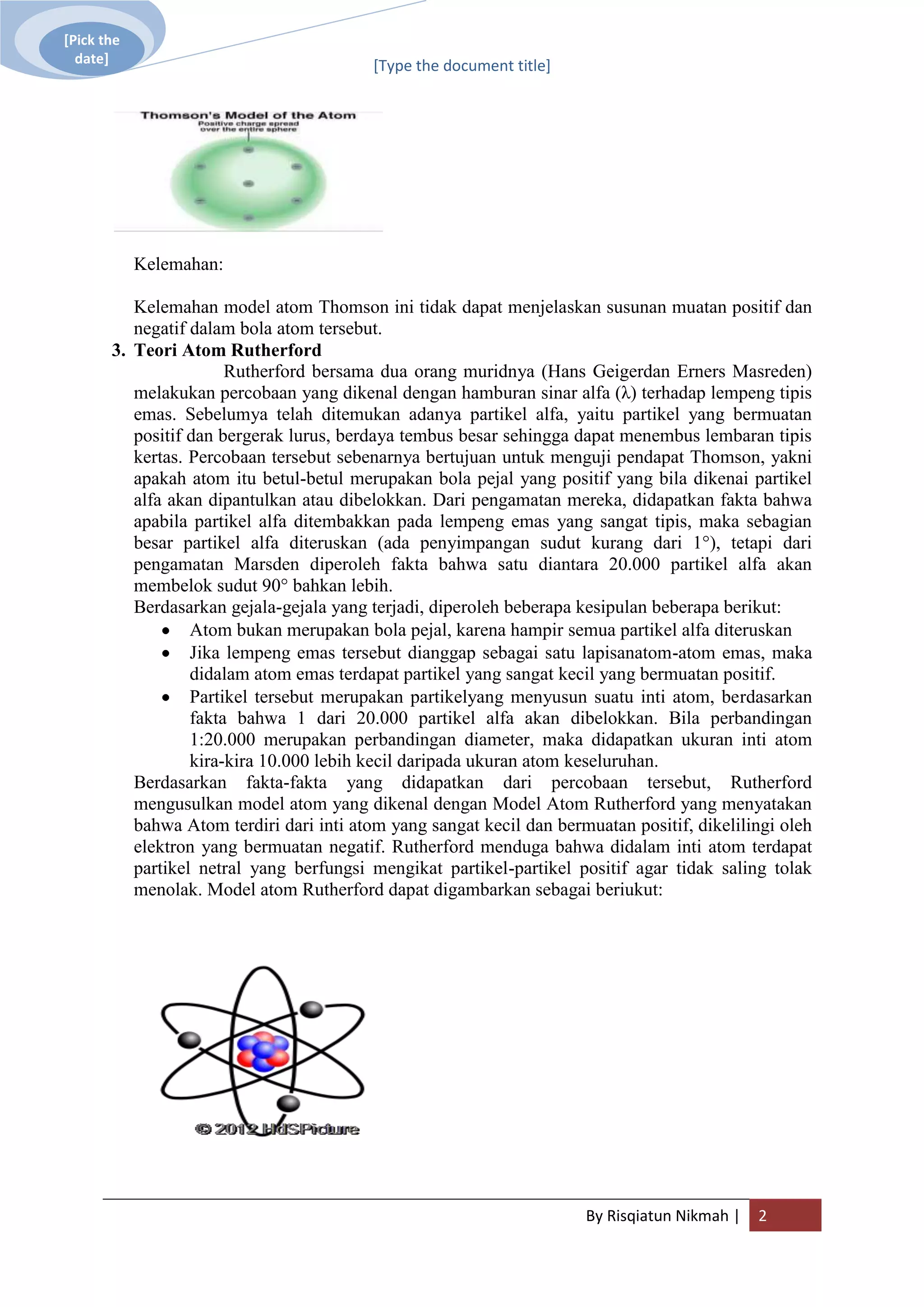 Perkembangan teori atom | PDF