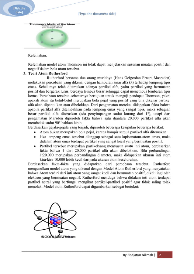 Perkembangan teori atom | PDF