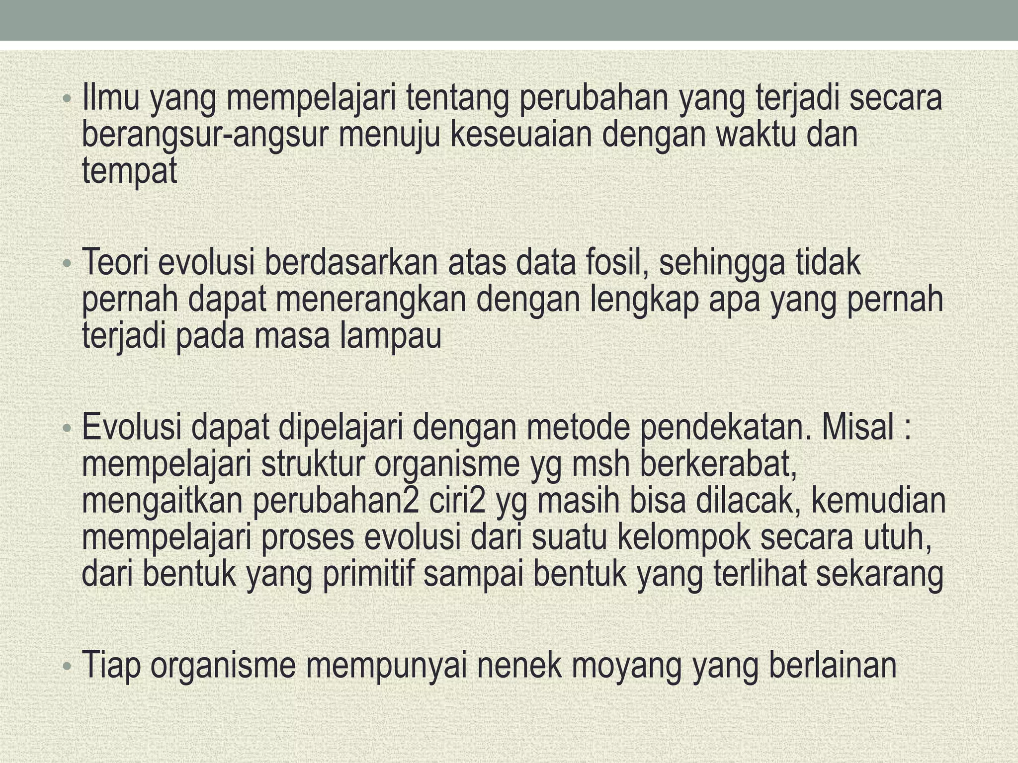 Perkembangan teori evolusi | PPTX