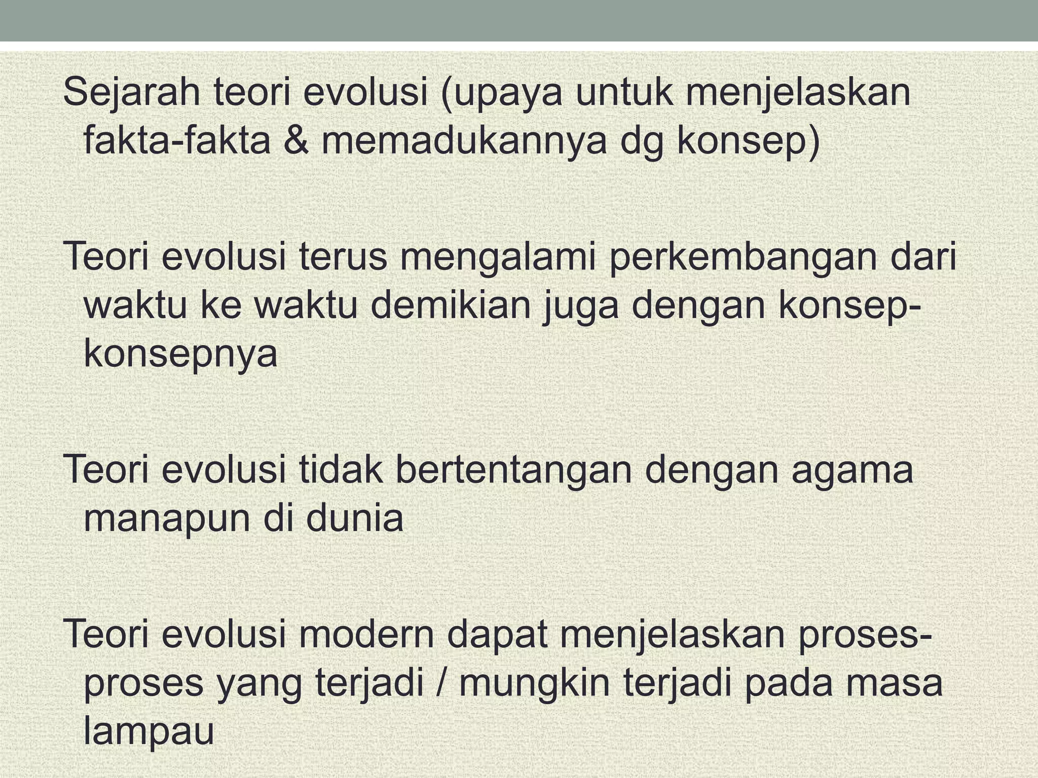 Perkembangan teori evolusi | PPTX