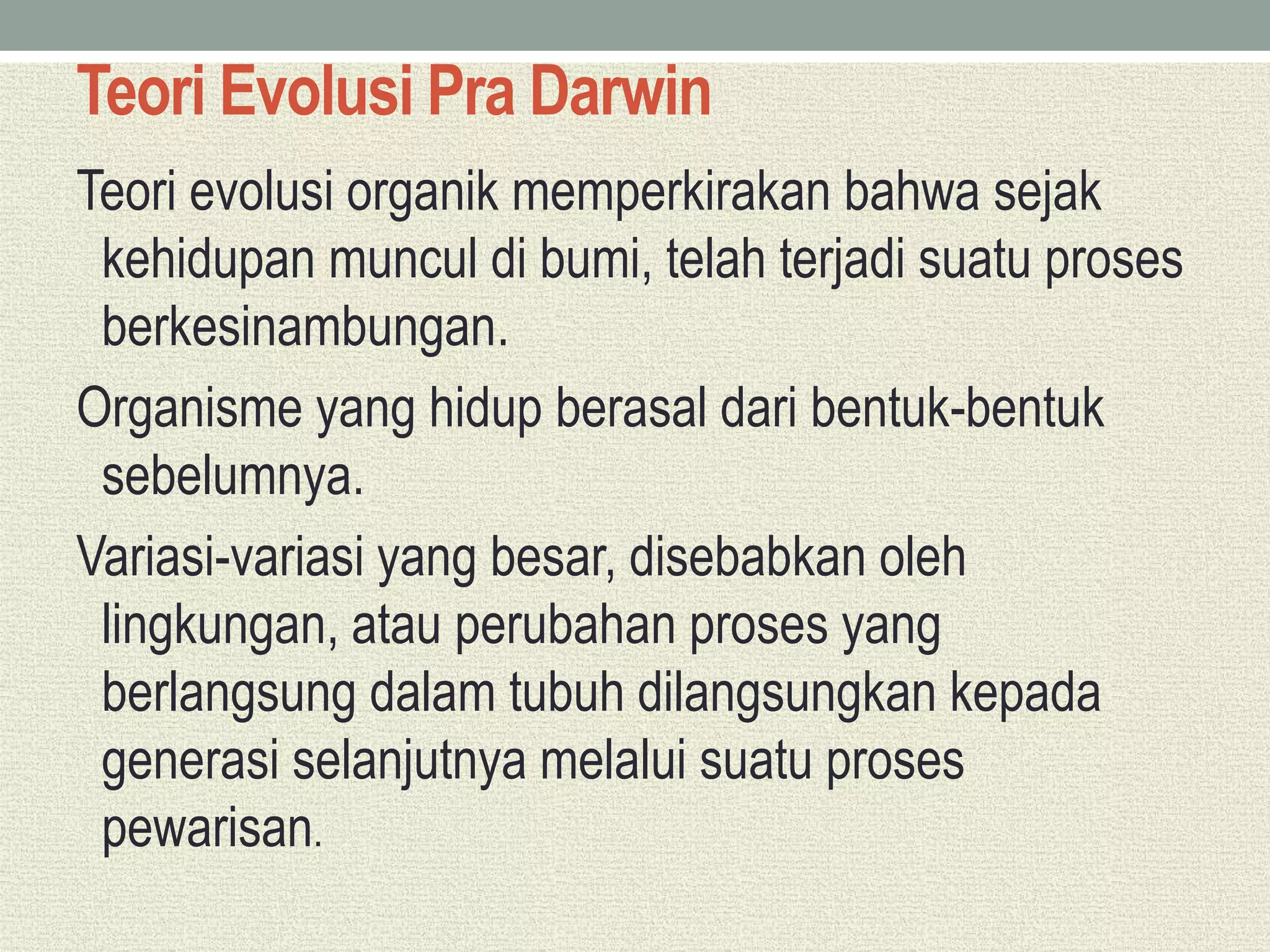 Perkembangan teori evolusi | PPTX