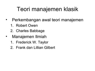 Perkembangan teori manajemen | PPT