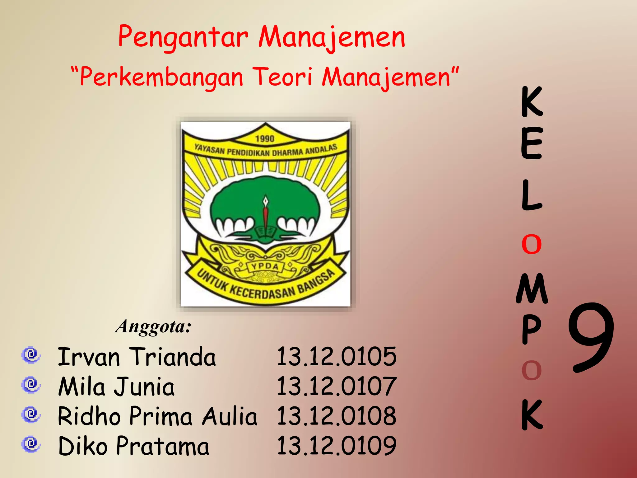 Perkembangan teori manajemen | PPTX