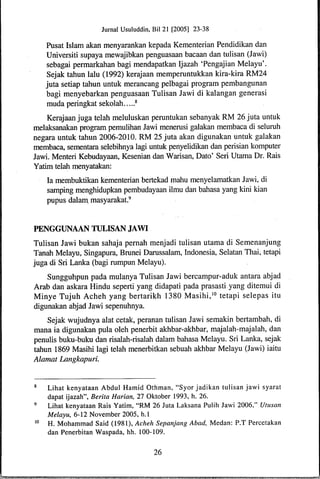 Perkembangan tulisan jawi dan pengaplikasiannya dalam masyarakat islam (1) | PDF