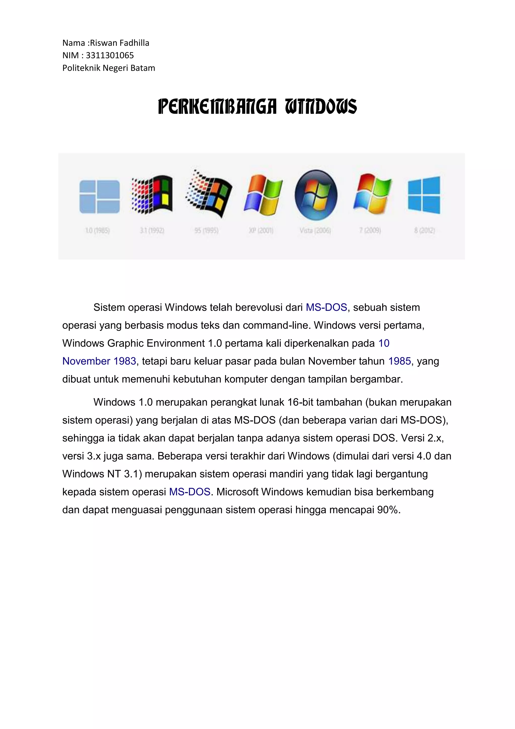 Perkembangan Windows | DOCX