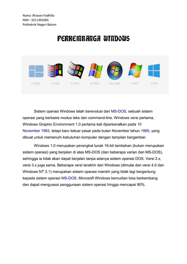 Perkembangan Windows | DOCX
