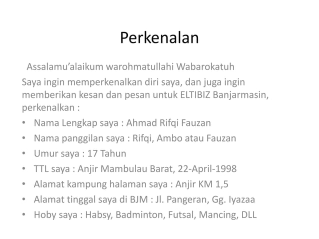 Perkenalan diri saya | PPTX