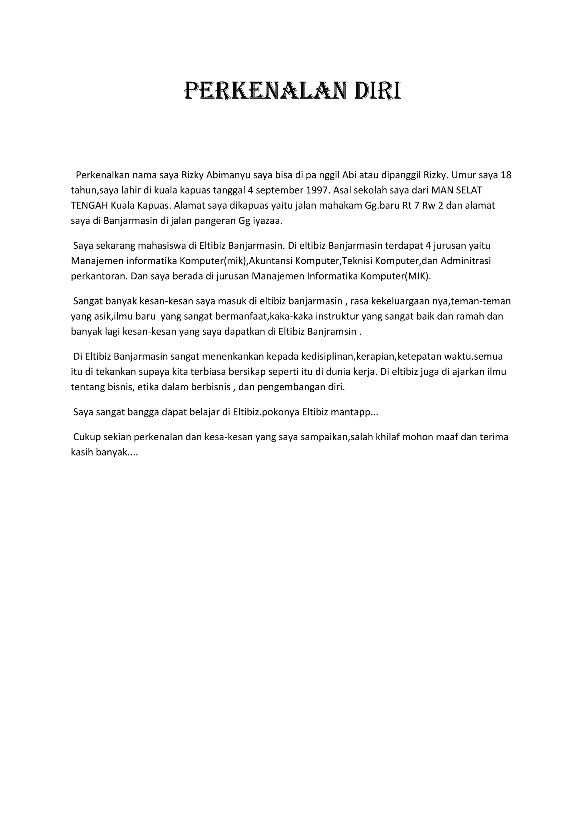 Perkenalan diri | PDF
