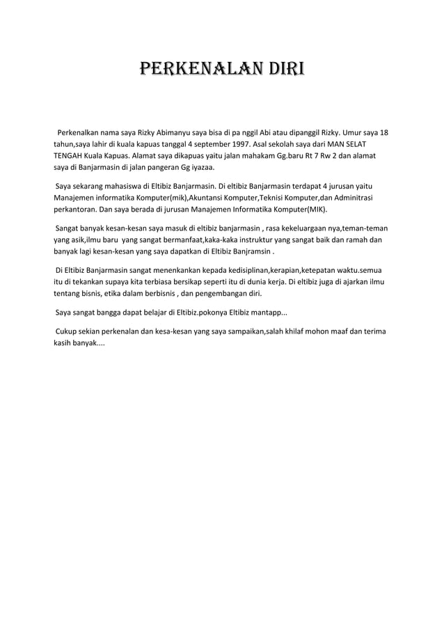Perkenalan diri | PDF