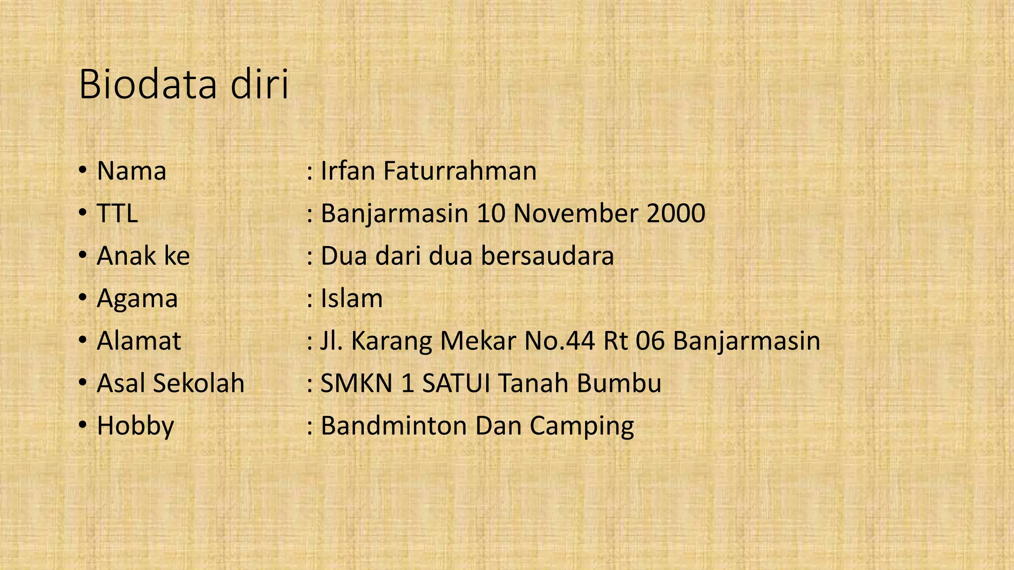 Perkenalan dan Biodata Diri Muhammad Noor | PPTX