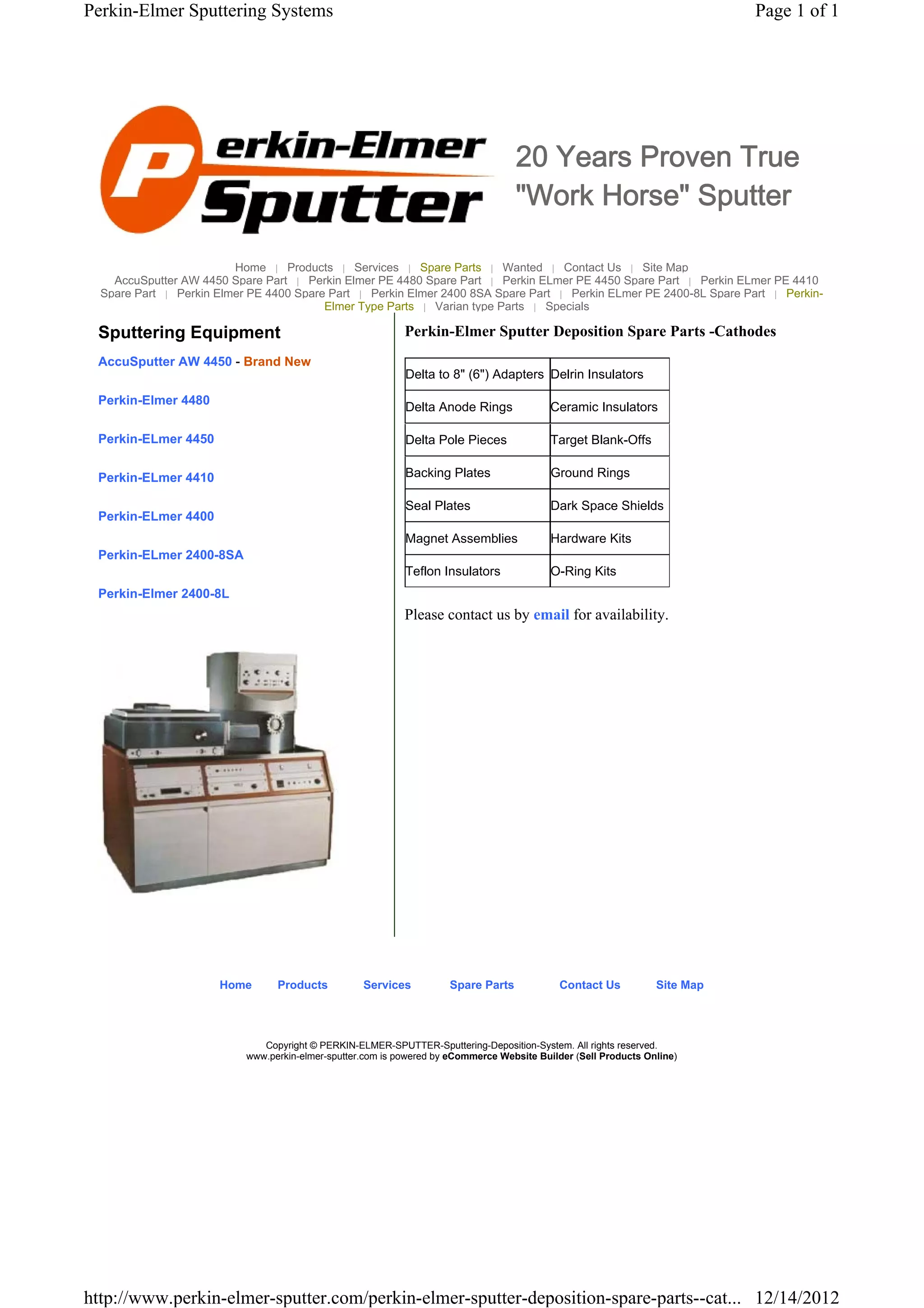 Perkin elmer-sputter-deposition spare parts-cathodes | PDF