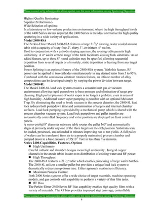Perkin elmer series 4400 and 2400 sputter deposition systems | PDF