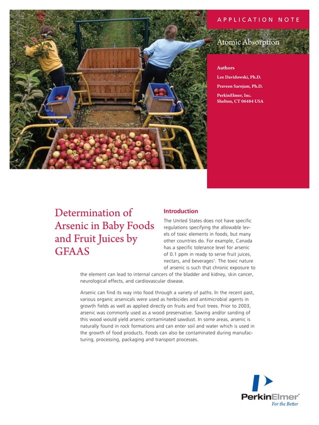 Determination of Arsenic in Baby Foods and Fruit Juices by GFAAS | PDF ...