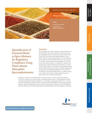 PerkinElmer Analytical Applications E-Zine Food & Beverage Special Edition - Vol. 1 | PDF