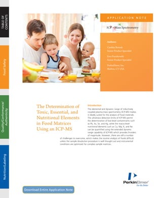 PerkinElmer Analytical Applications E-Zine Food & Beverage Special Edition - Vol. 1 | PDF