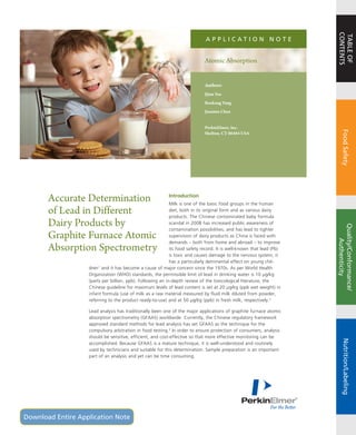 PerkinElmer Analytical Applications E-Zine Food & Beverage Special Edition - Vol. 1 | PDF
