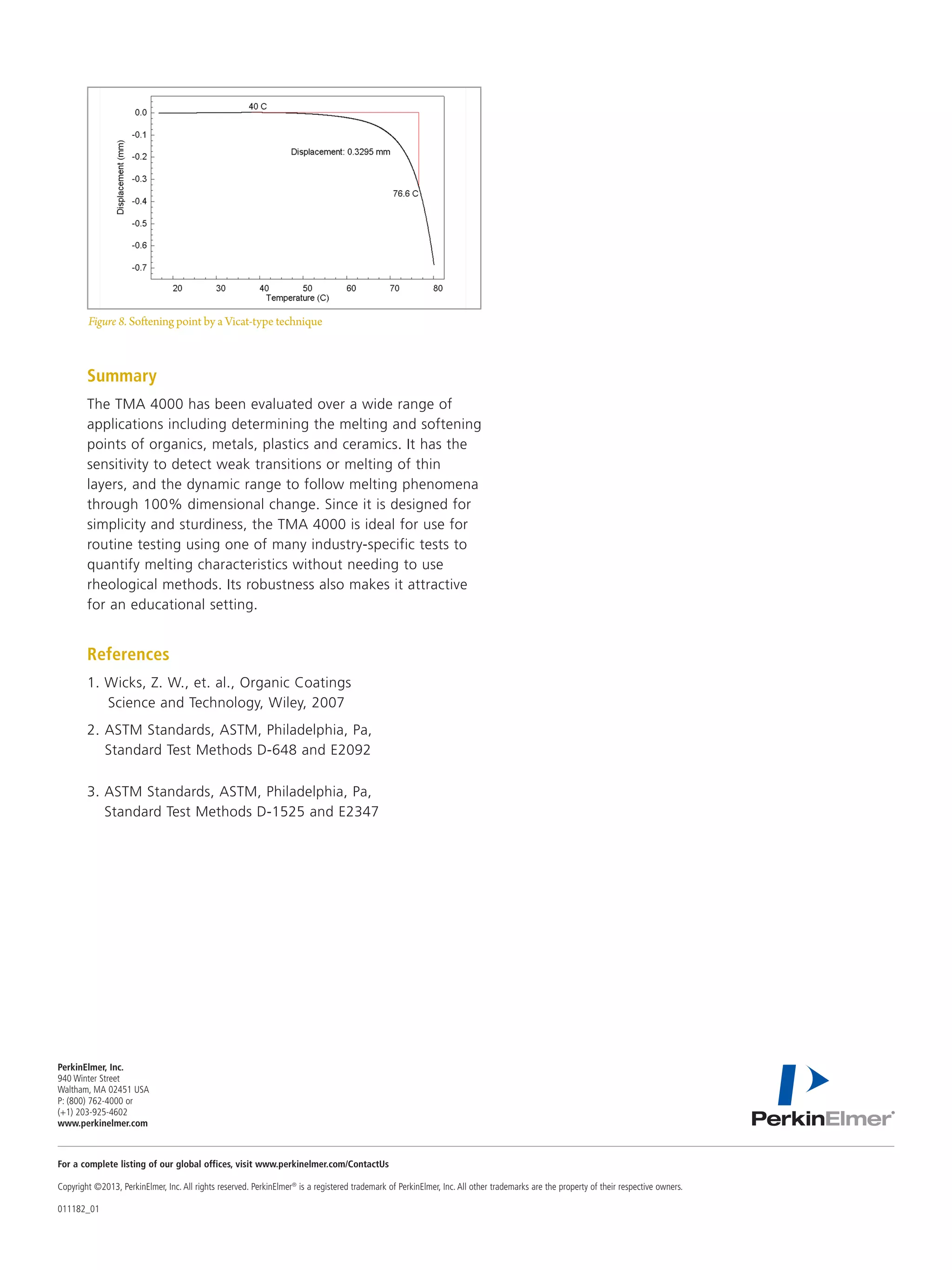 Use of the PerkinElmer TMA 4000 to Characterize Melting and Softening Points | PDF